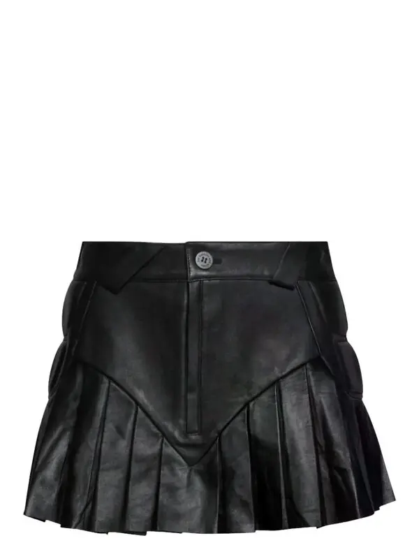 Natasha Zinko Leather Pleated Skirt - Black