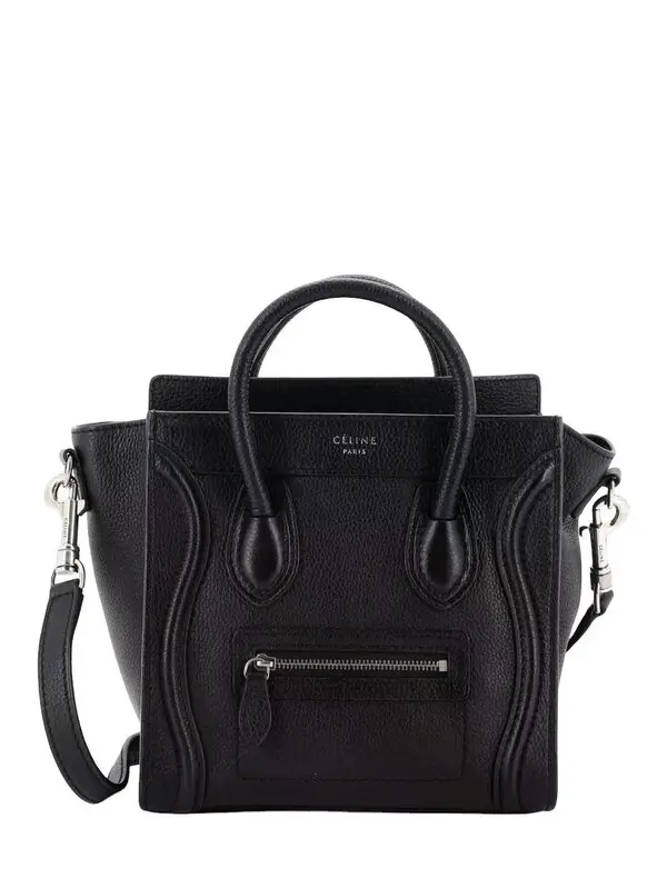 Celine Luggage Bag Grainy Leather Nano Crossbody Bag - Black