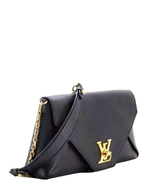 LOUIS VUITTON Love Note Chain Clutch Leather Crossbody Bag - Black