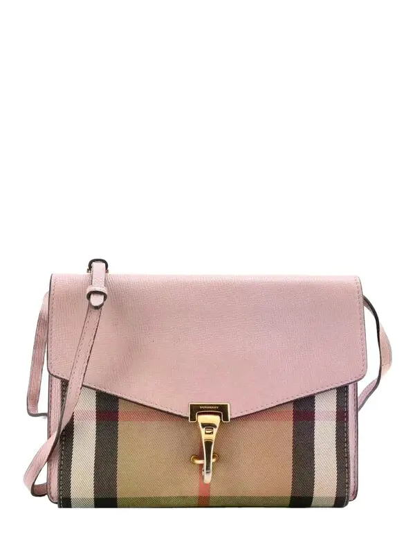 Burberry Macken Leather And House Check Canvas Small Crossbody Bag - Brown