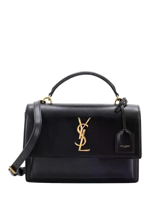 Saint Laurent Sunset Top Handle Leather Shoulder Bag - Black