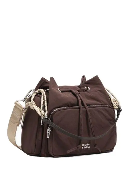 Bimba Y Lola Nylon Structured Crossbody Bag - Dark Brown