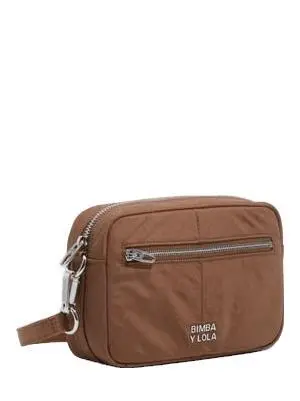 Bimba Y Lola Small Nylon Crossbody Bag With Leather Details - Nougat