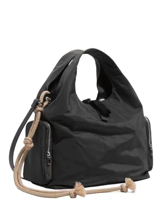 Bimba Y Lola Nylon Handle Bag With Leather Details - Charcoal