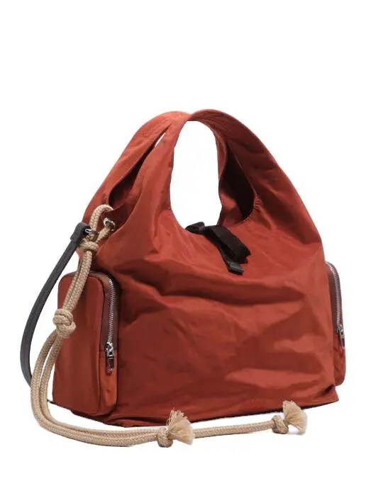 Bimba Y Lola Nylon Handle Bag With Leather Details - Rust