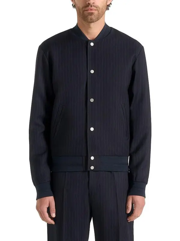 Manière De Voir Savin Pinstripe Bomber Jacket - Navy