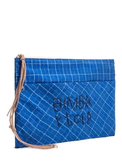 Bimba Y Lola Zip Clutch With Leather Details - Electric Blue