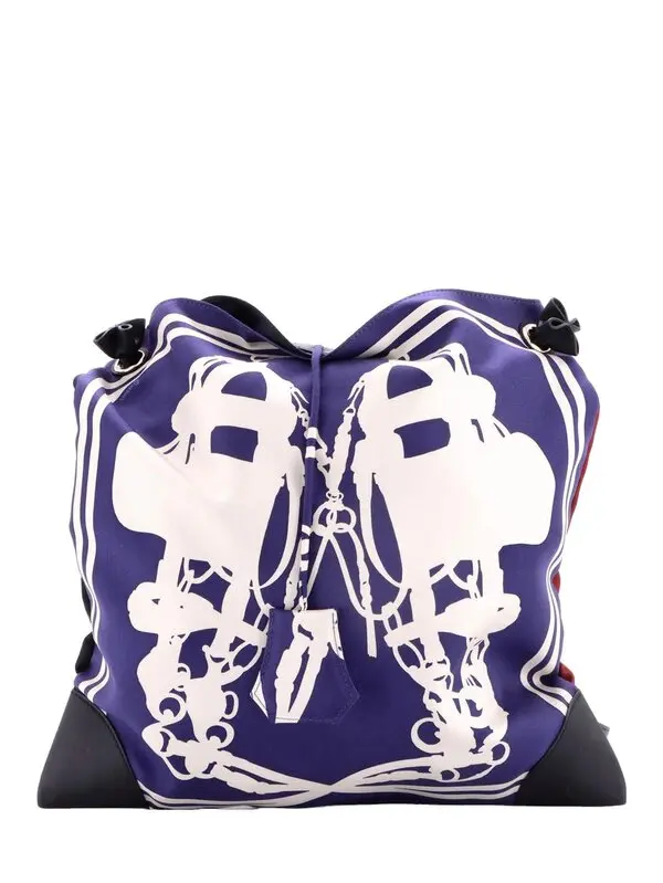 Hermès Silky City Bag Printed Silk And Leather Pm - Blue