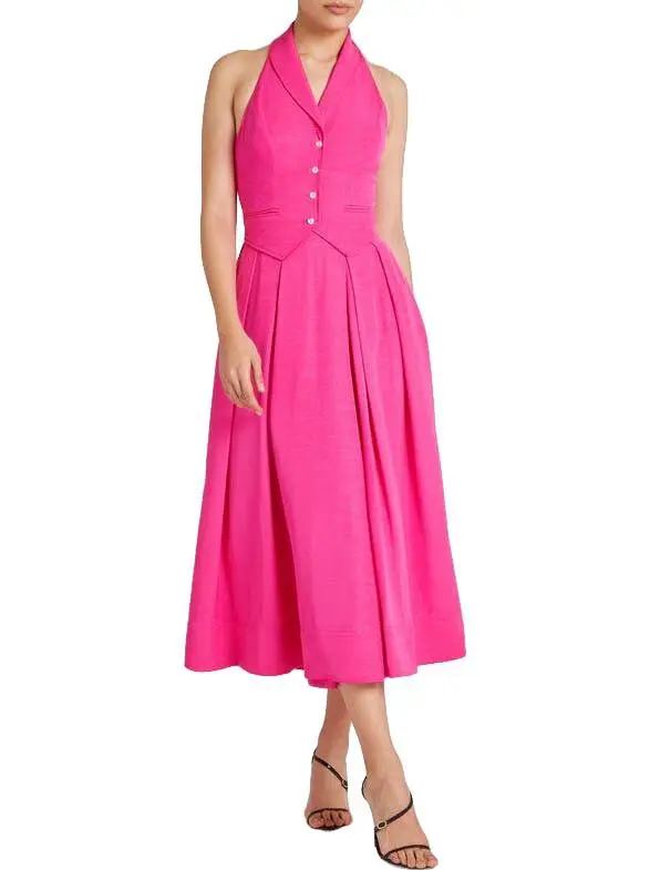 TEMPERLEY LONDON Elodie Halter Dress - Fuchsia Pink