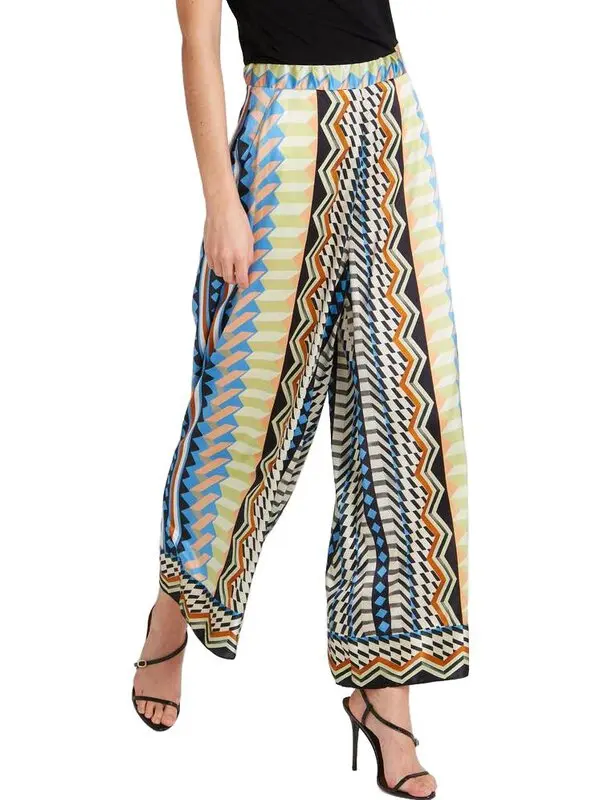 TEMPERLEY LONDON Meryl Palazzo Trousers - Provence Blue Mix