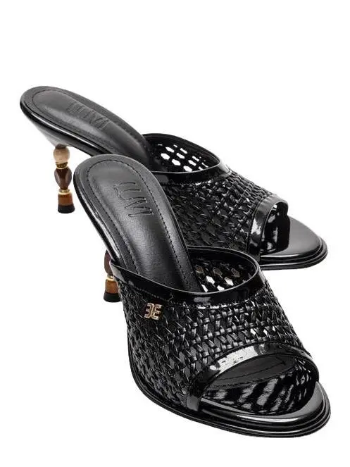 PROLOGUE SHOES Selvian Woven Stiletto Sandal - Black