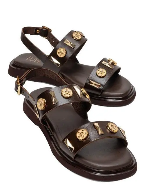 FOREVER & ALWAYS SHOES Libera Leather Sandal - Brown
