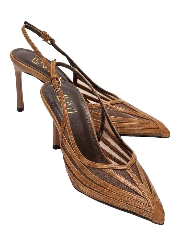 PROLOGUE SHOES Eleana Slingback Stiletto Pump - Cognac