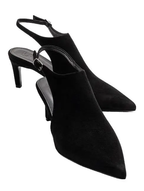 PROLOGUE SHOES Vosalie Slingback Stiletto Pump - Black Suede