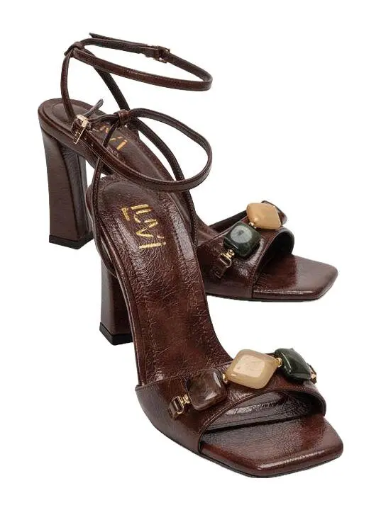 PROLOGUE SHOES Franca Block Heel Sandal - Brown