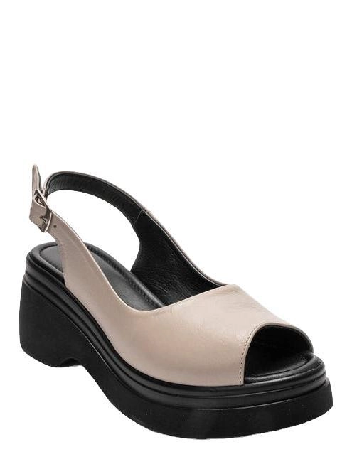 FOREVER & ALWAYS SHOES Laure Leather Wedge Sandal - Ice Blue