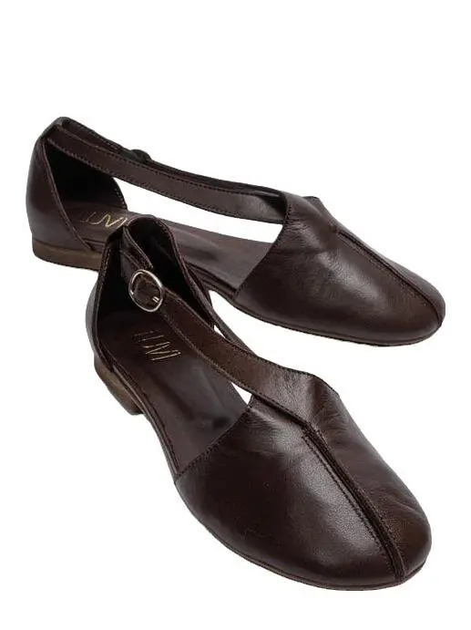 FOREVER & ALWAYS SHOES Fable Leather Side Cut Ballet Flat - Brown