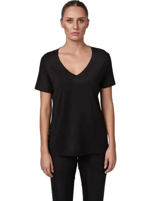 FOREVER & ALWAYS Alaia Deep V-neck Ultra Soft Modal T-shirt - Black