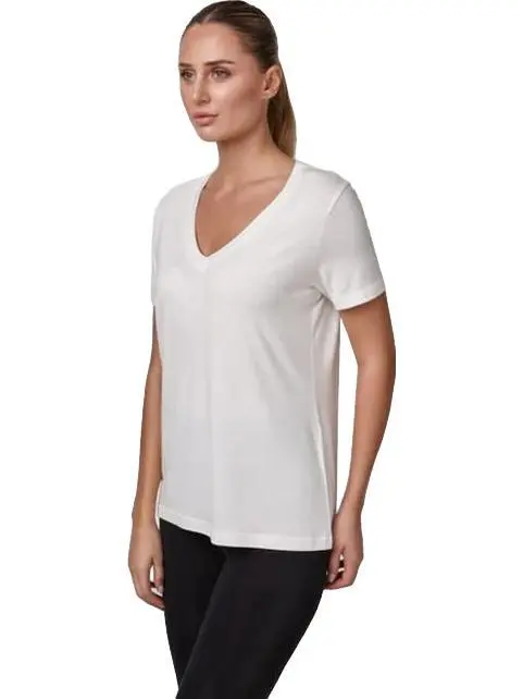 FOREVER & ALWAYS Alaia Deep V-neck Ultra Soft Modal T-shirt - Ecru