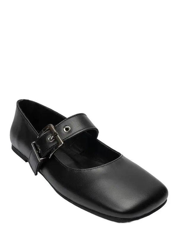 FOREVER & ALWAYS SHOES Jonas Leather Ballet Flat - Black