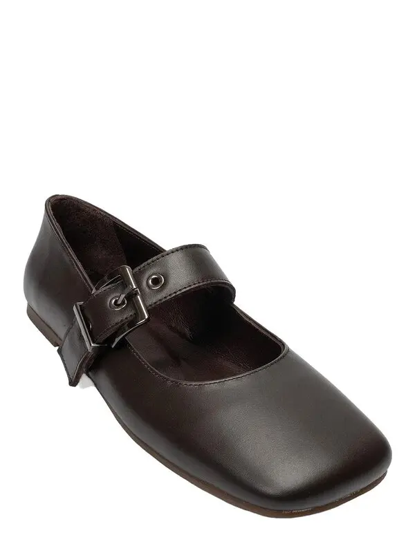 FOREVER & ALWAYS SHOES Jonas Leather Ballet Flat - Brown