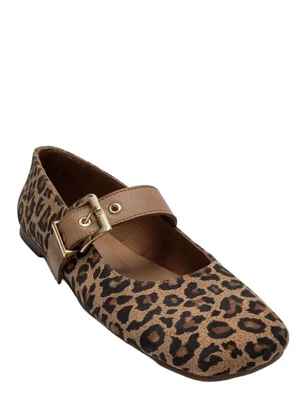 FOREVER & ALWAYS SHOES Jonas Leather Ballet Flat - Leopard