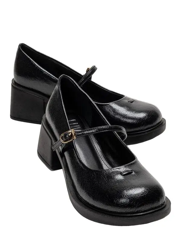 PROLOGUE SHOES Luanda Block Heel Mary Jane Shoes - Black