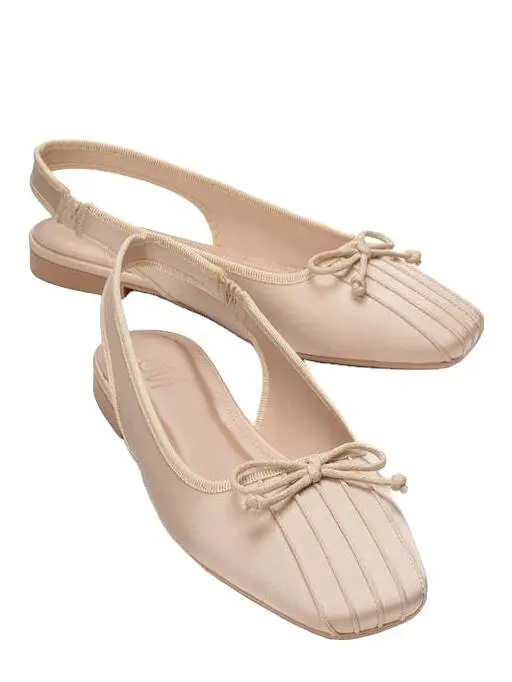 PROLOGUE SHOES Zelvia Bow Slingback Ballet Flats - Beige