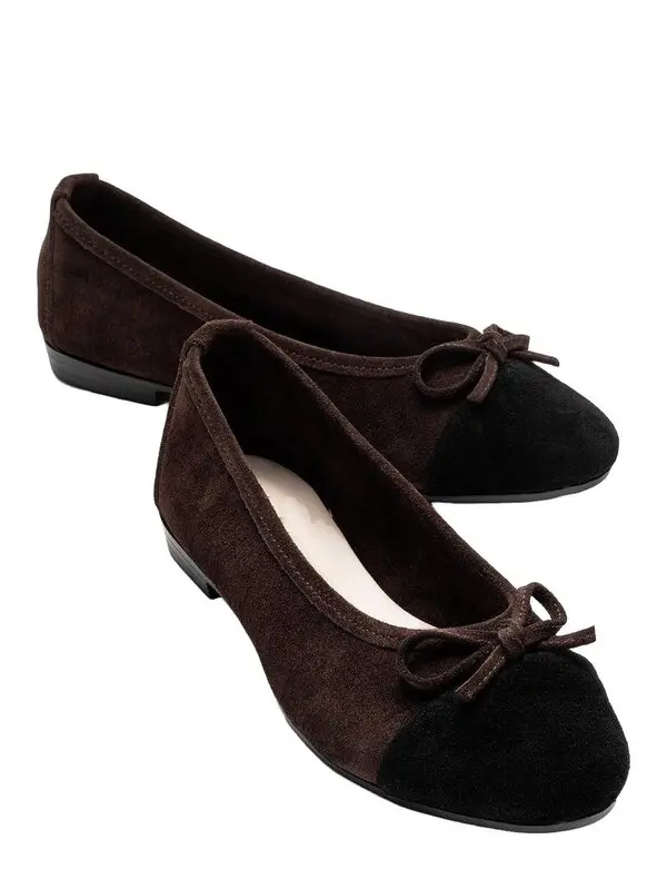 FOREVER & ALWAYS SHOES Boleo Leather Ballet Flat - Brown Suede