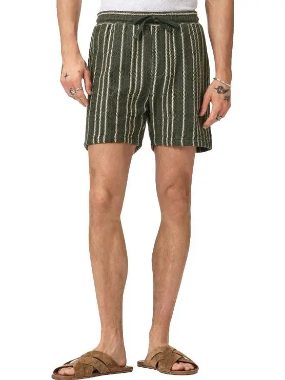 John Varvatos Vertical Stripe Cotton Blend Drawstring Shorts - Moss