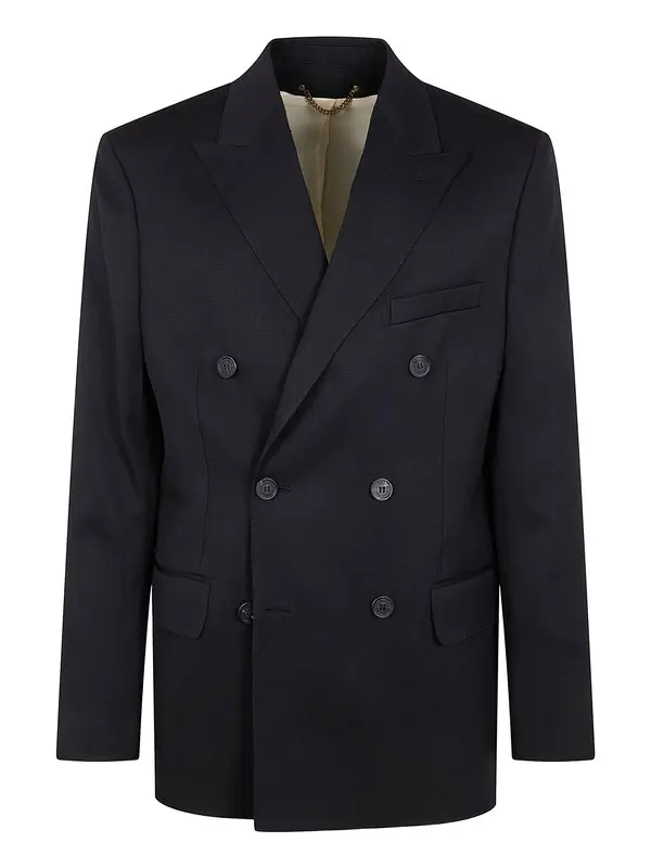 GOLDEN GOOSE Golden M`s" Double Breasted Blazer Light Dry Wool Gabard - Black