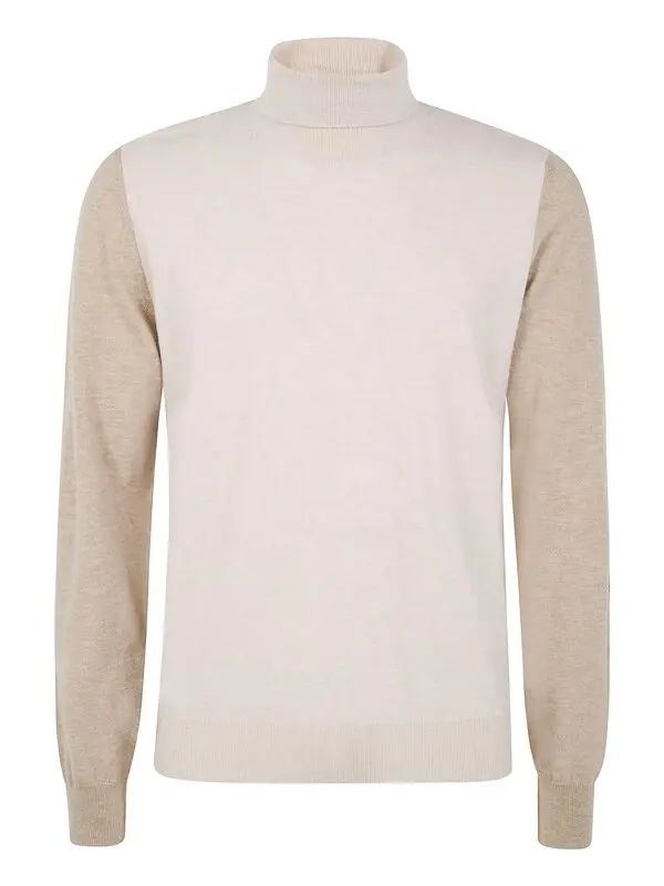 MAISON MARGIELA Wool Colorblock Turtleneck Sweater - Beige