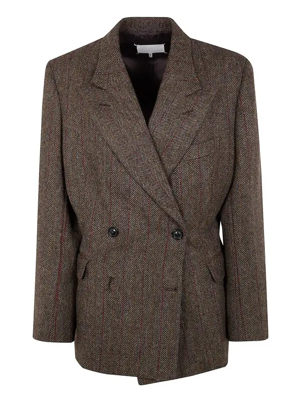 MAISON MARGIELA Wool Double Breasted Blazer - Brown