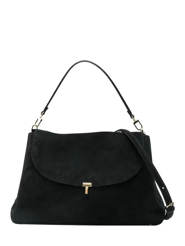 TOTEME T-lock Suede Satchel Bag - Black
