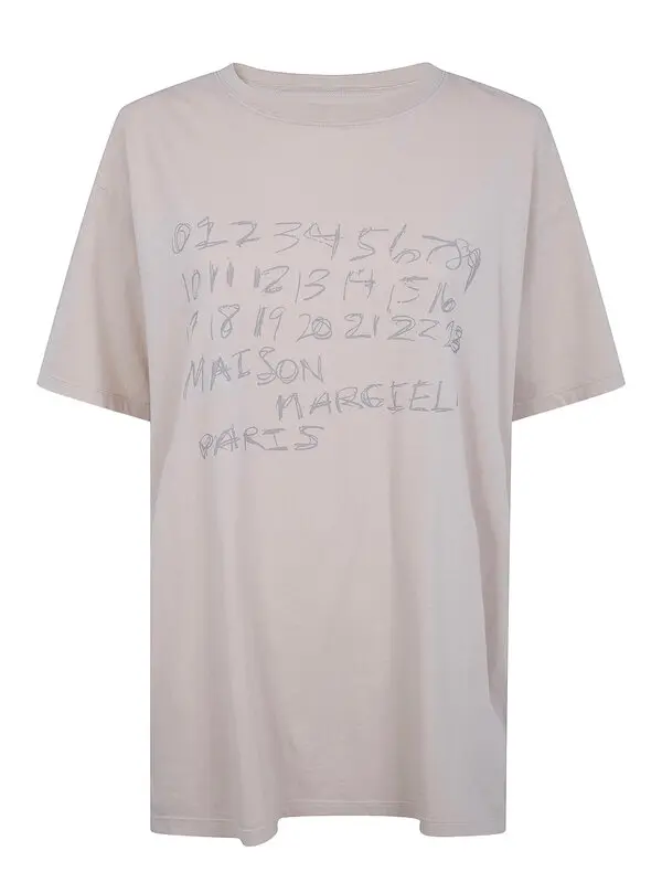 MAISON MARGIELA Classic T-shirt" Cotton With Graphic Print - Beige