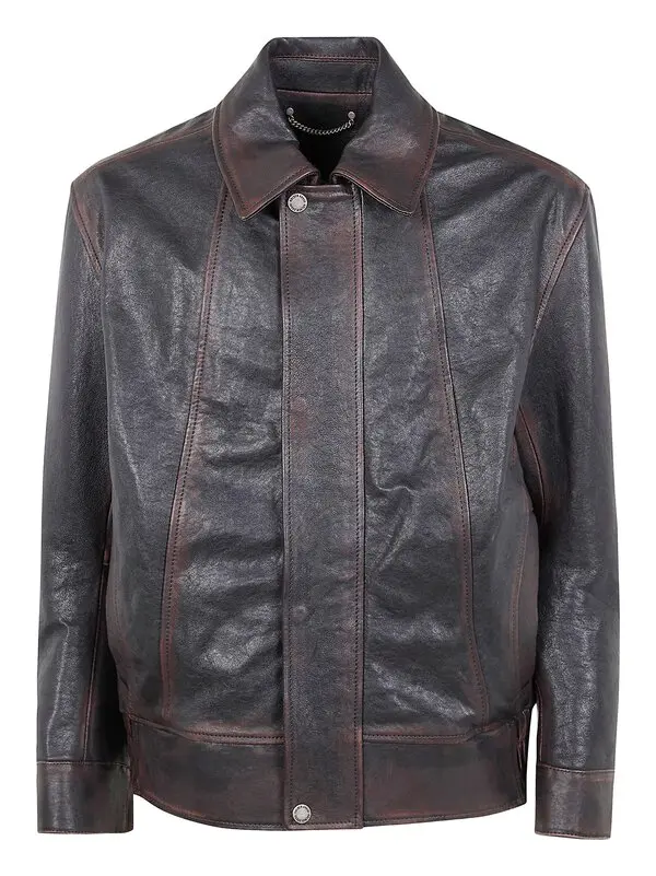 GOLDEN GOOSE Journey M's" Prince Nappa Leather Bomber Jacket - Blue