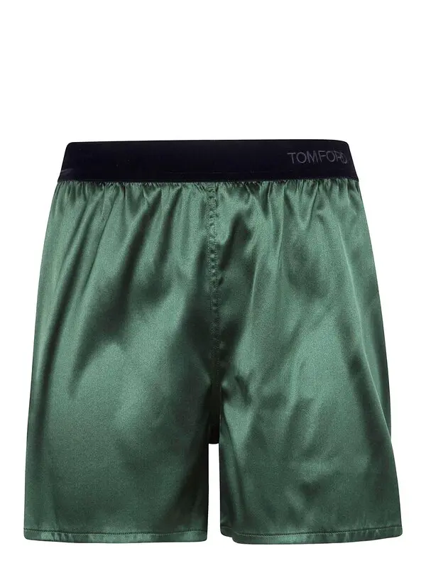 TOM FORD Stretch Silk Satin Pj Shorts - Green