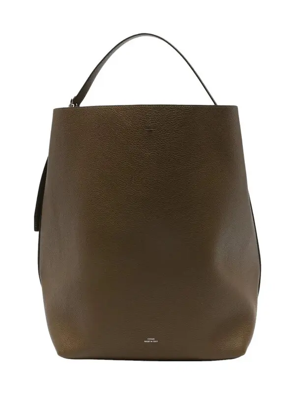 TOTEME Belted Grained Leather Tote Bag - Brown