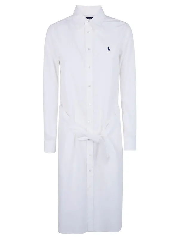 Polo Ralph Lauren Cotton-linen Blend Long Sleeve Midi Shirt Dress - White