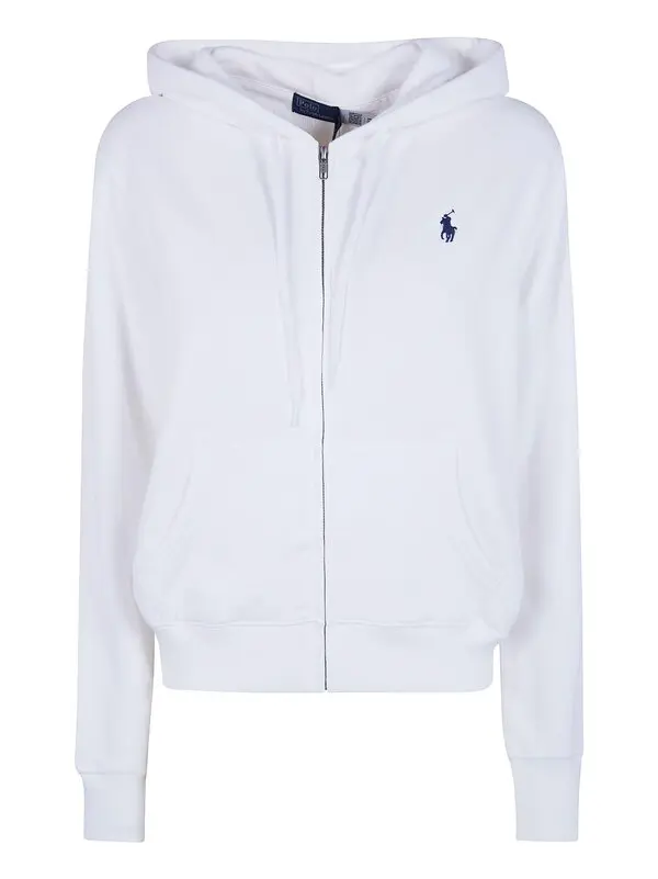 Polo Ralph Lauren Full Zip Hooded Sweatshirt With Logo - White