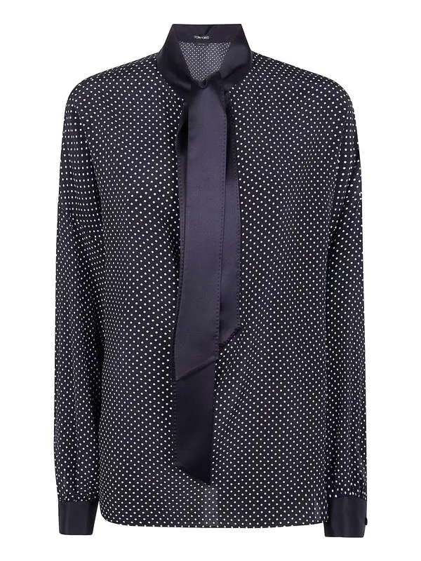 TOM FORD Polka Dot Silk Crepe De Chine Lavalliere Tunic - Black