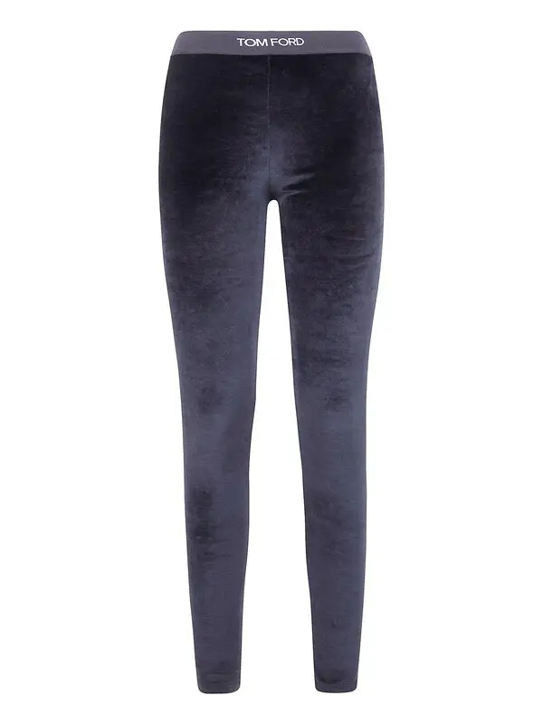 TOM FORD Stretch Lustrous Velour Leggings - Black