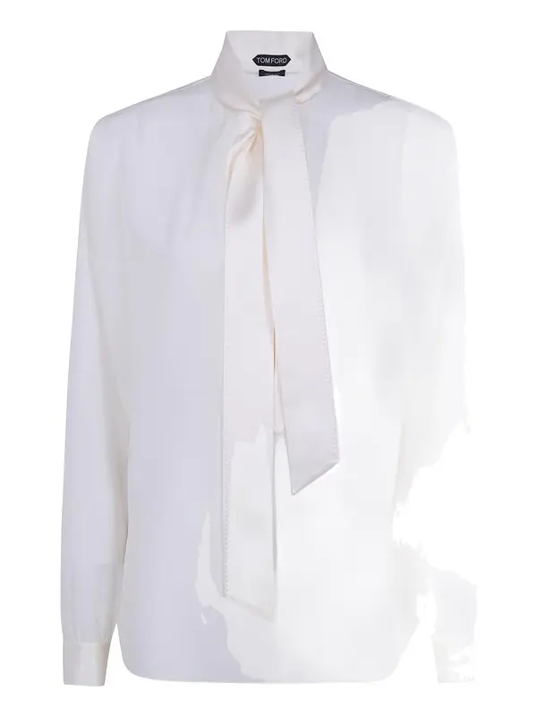 TOM FORD Silk Crepe De Chine Lavalliere Tunic Top - White