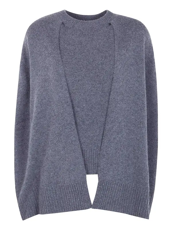 TOTEME Crew Cape Knit In 100% Prestige Cashmere - Gray