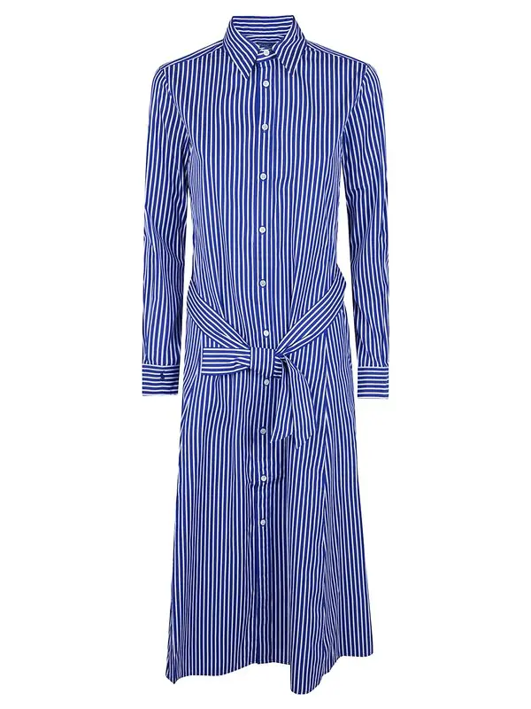 Polo Ralph Lauren Long Sleeve Striped Midi Shirt Dress - Blue