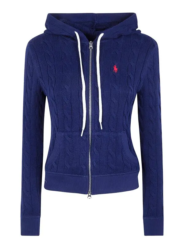 Polo Ralph Lauren Cable Knit Full Zip Hoodie - Blue