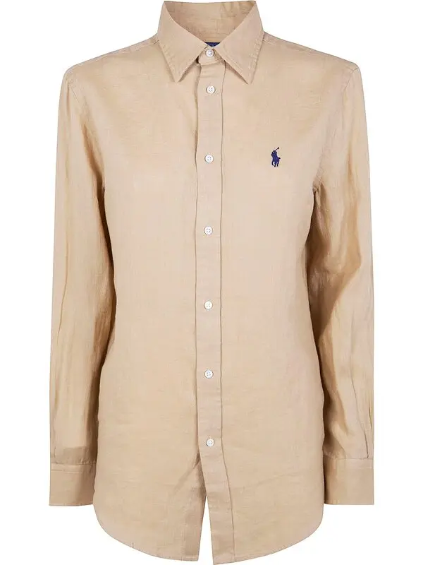 Polo Ralph Lauren Classic Long Sleeve Linen Shirt - Brown
