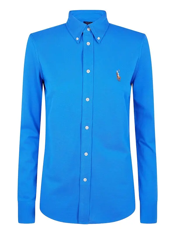 Polo Ralph Lauren Long Sleeve Oxford Cotton Mesh Shirt - Blue
