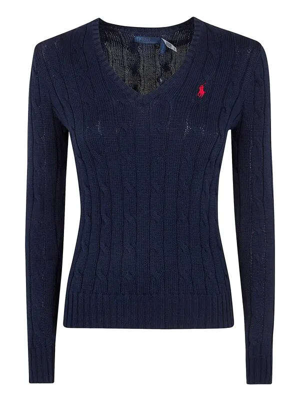 Polo Ralph Lauren Kimberly V-neck Cable Knit Pullover - Blue