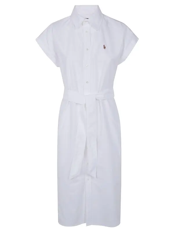 Polo Ralph Lauren Short Sleeve Oxford Cotton Shirt Dress - White